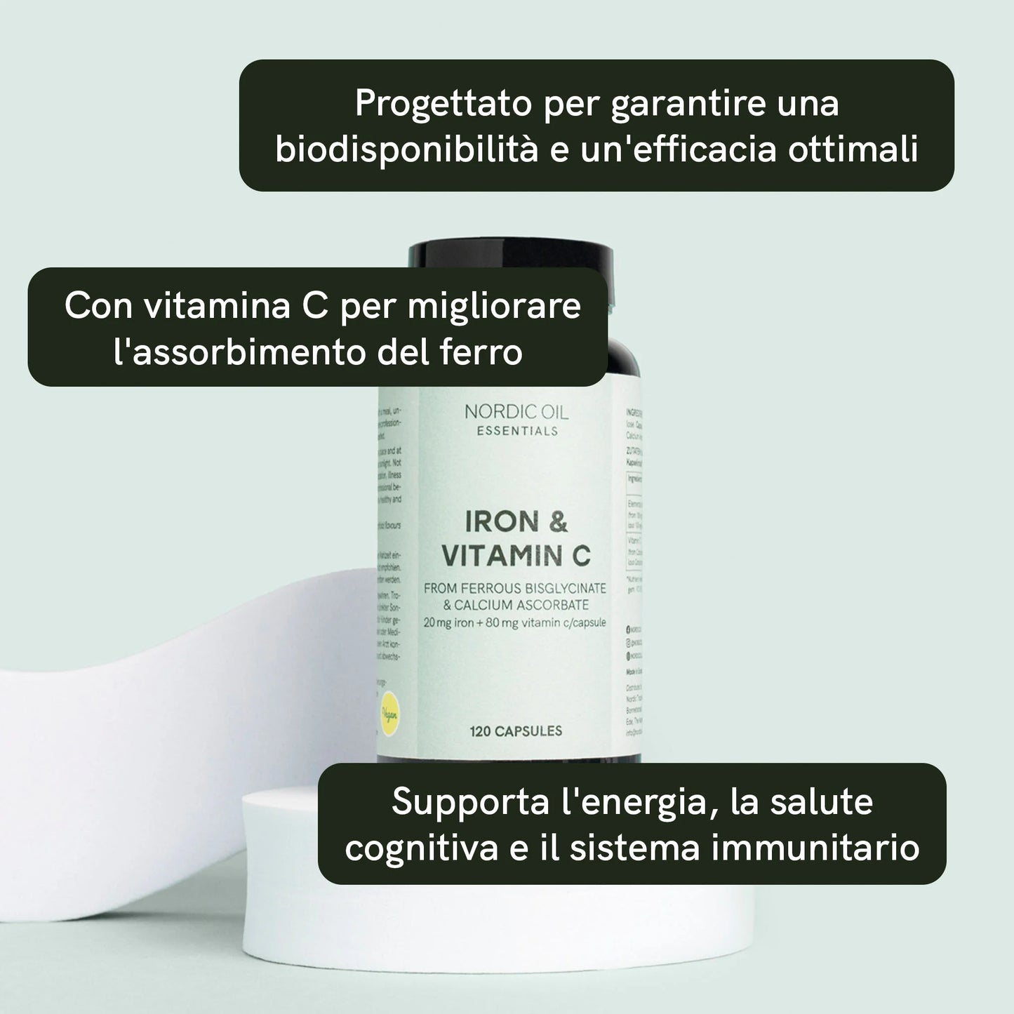 Capsule di ferro e vitamina C – Per energia e sistema immunitario | 120 ...
